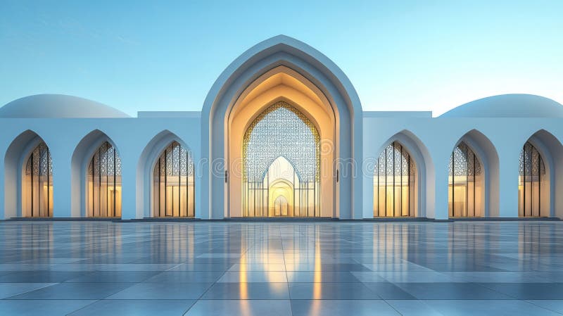 Modern Islamic Architecture Design Featuring Elegant Arches and Domes ...