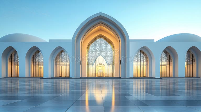 Modern Islamic Architecture Design Featuring Elegant Arches and Domes ...