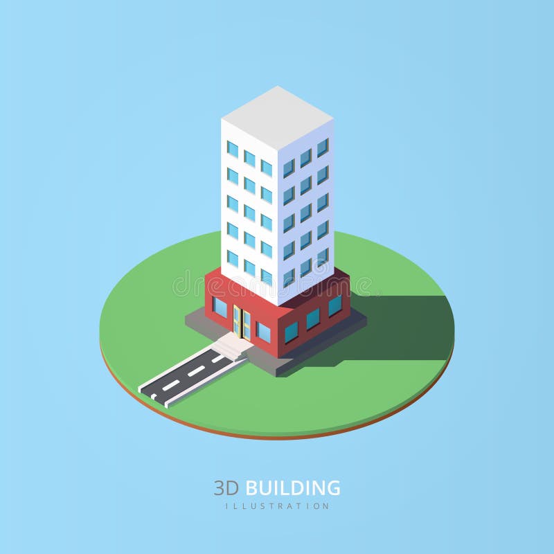 Modern Isometric Building Illustration Design Stock Vector ...