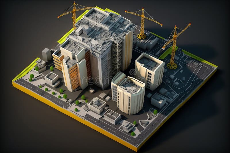 Modern Isometric Construction Site Progress Illustration. Generative AI ...