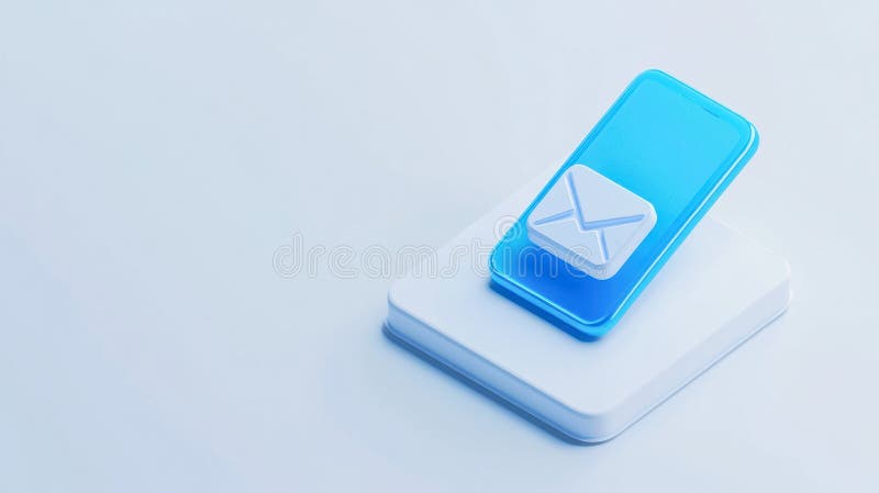 Modern Isometric Design of a Basic Phone with Message Symbol in Blue ...
