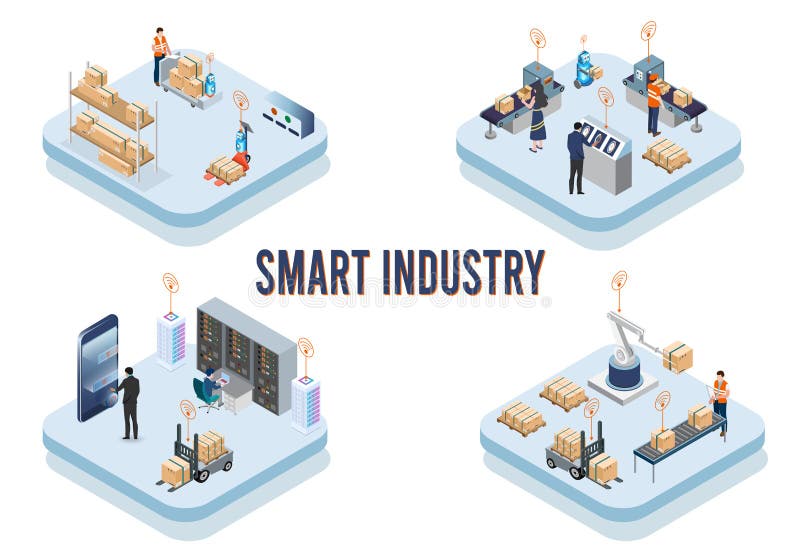Smart Industry 4.0 Infographic with Smart Manufacturing and Artificial ...