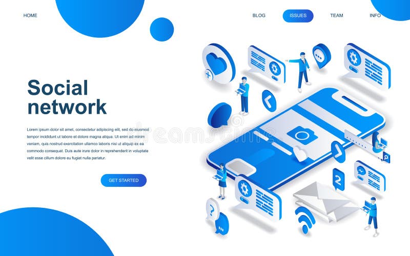 Modern Isometric Design Concept of Social Network for Website and ...