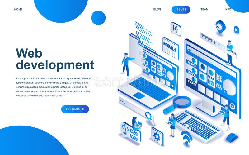 Modern Isometric Design Concept of Web Development for Website and ...