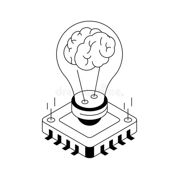 A Modern Isometric Icon of Ai Thinking Process Stock Vector ...
