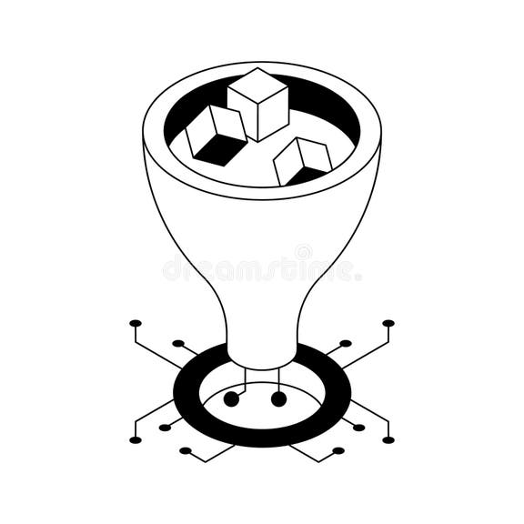 A Modern Isometric Icon of Data Funnel Process Stock Vector ...