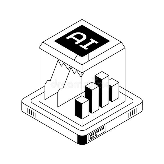 A Modern Isometric Icon Showing Ai Data Analysis Chart Stock Vector ...