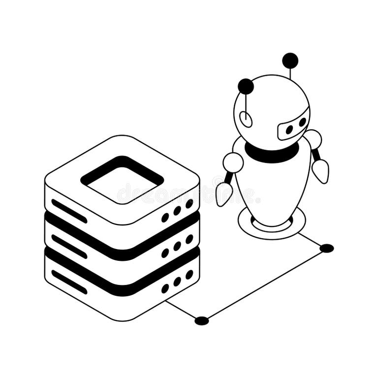 A Modern Isometric Icon Showing Bot Server Management Stock Vector ...