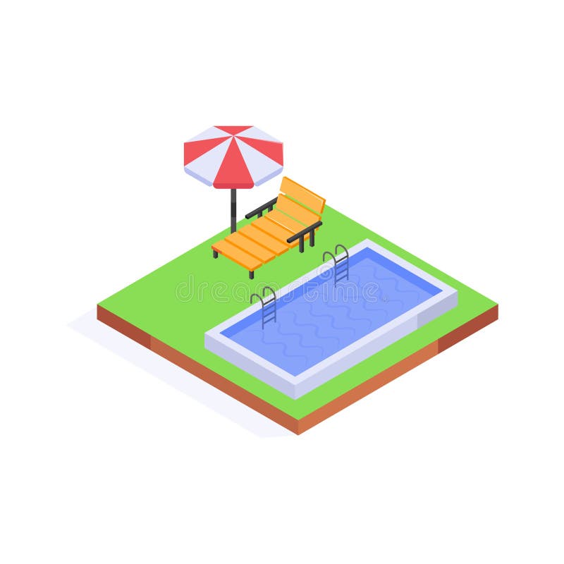 Swimming Pool Trendy Icon, Line Style Isolated on White Background ...