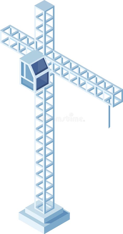 Modern Isometric Illustration of a Construction Crane on a White ...
