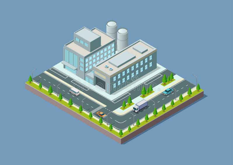 Modern Isometric Industrial Building Stock Vector - Illustration of ...
