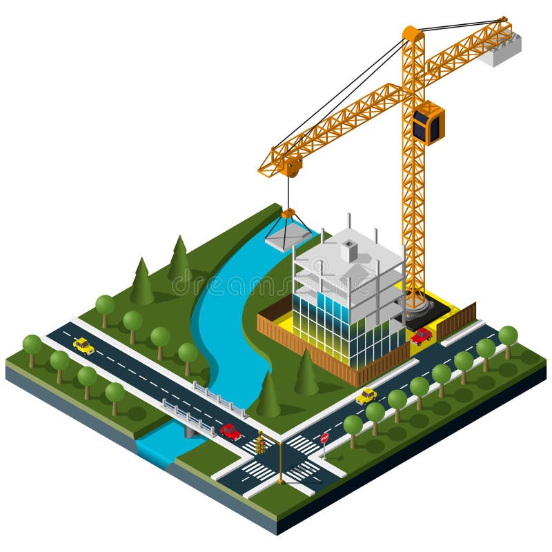 Modern Isometric Industrial Crane. Stock Illustration - Illustration of ...