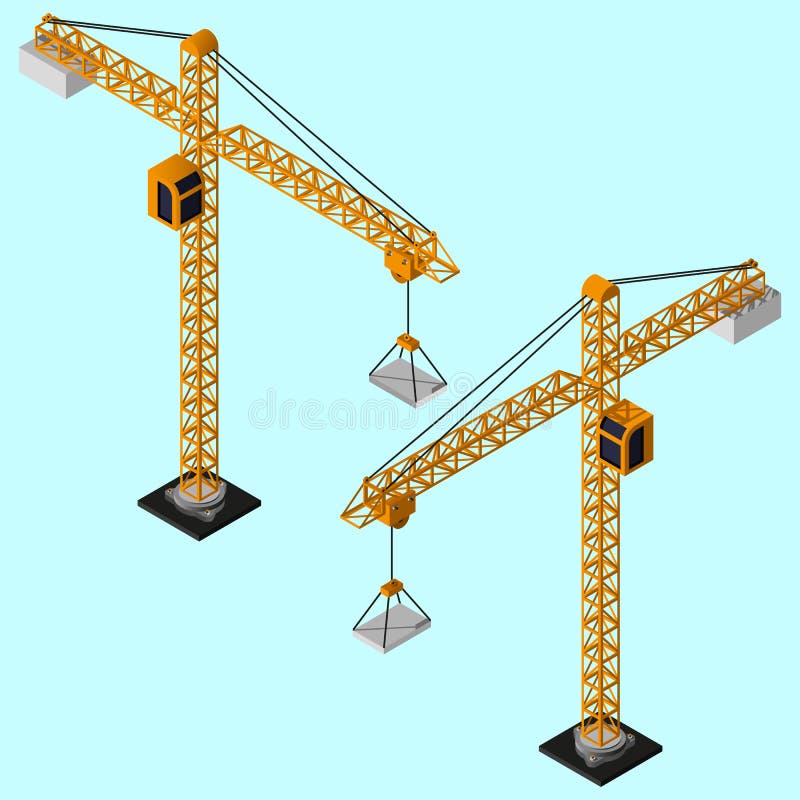 Modern Isometric Industrial Cranes. Stock Vector - Illustration of ...