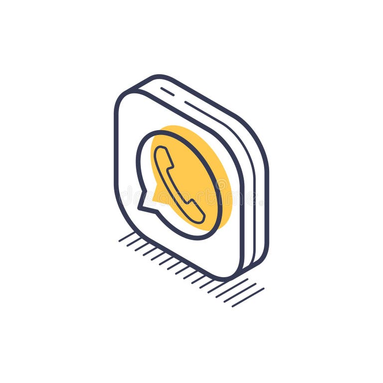 Modern Isometric Line Icon of a Call Symbol for Communication and ...