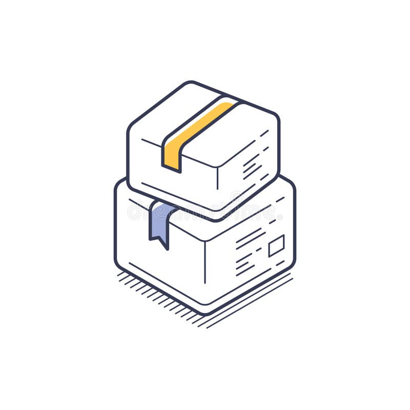 Modern Isometric Line Icon Representation of Stacked Boxes for ...