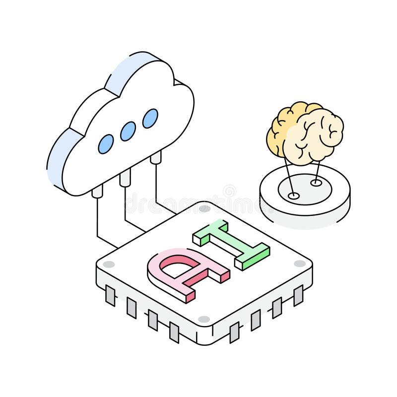 A Modern Isometric Outline Icon of Ai Storage Stock Illustration ...