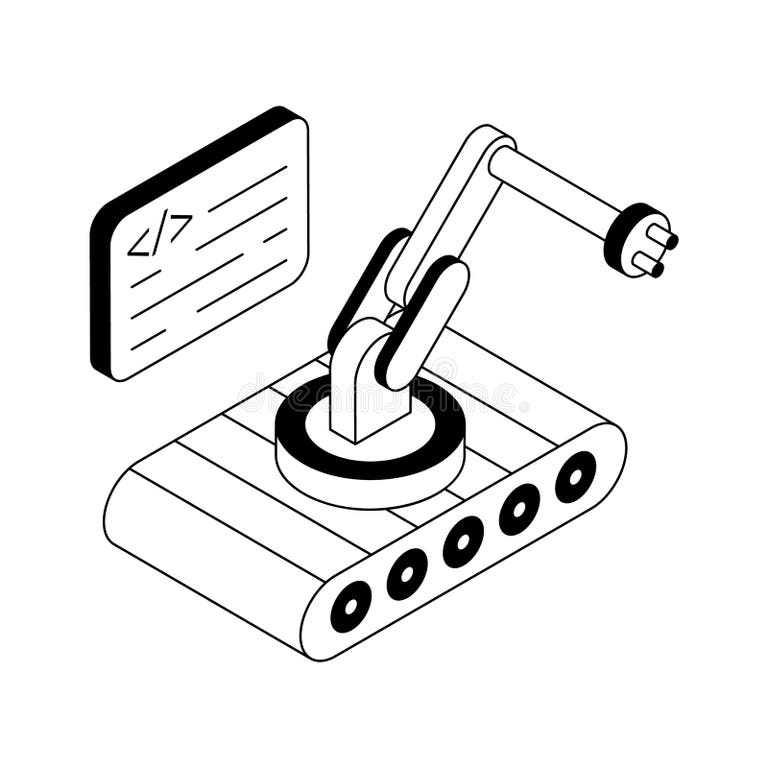 A Modern Isometric Outline Icon of Robot Programming Task Stock Vector ...