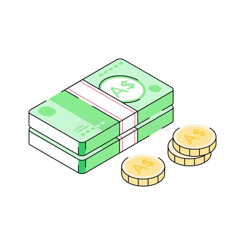 Modern Isometric Outline Icon Showing Australian Dollar Banknotes Stock ...