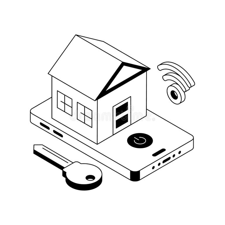 A Modern Isometric Style Icon of Property App Stock Vector ...