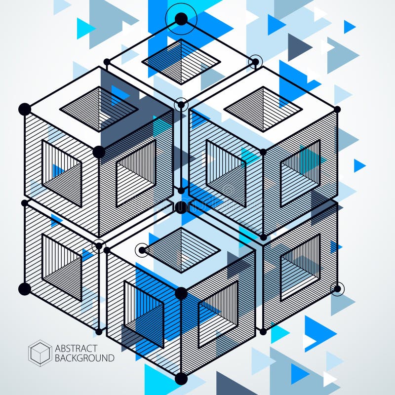 Modern Isometric Vector Abstract Blue Background with Geometric Stock ...