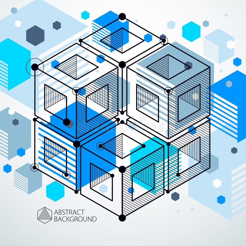 Modern Isometric Vector Abstract Blue Background with Geometric Element ...