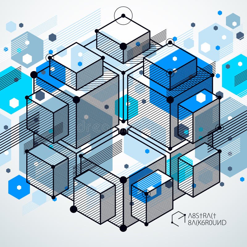 Modern Isometric Vector Abstract Blue Background with Geometric Element ...