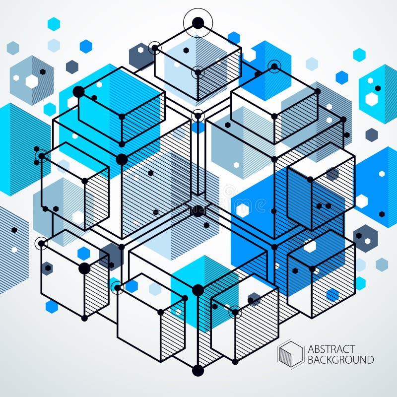 Modern Isometric Vector Abstract Blue Background with Geometric Element ...