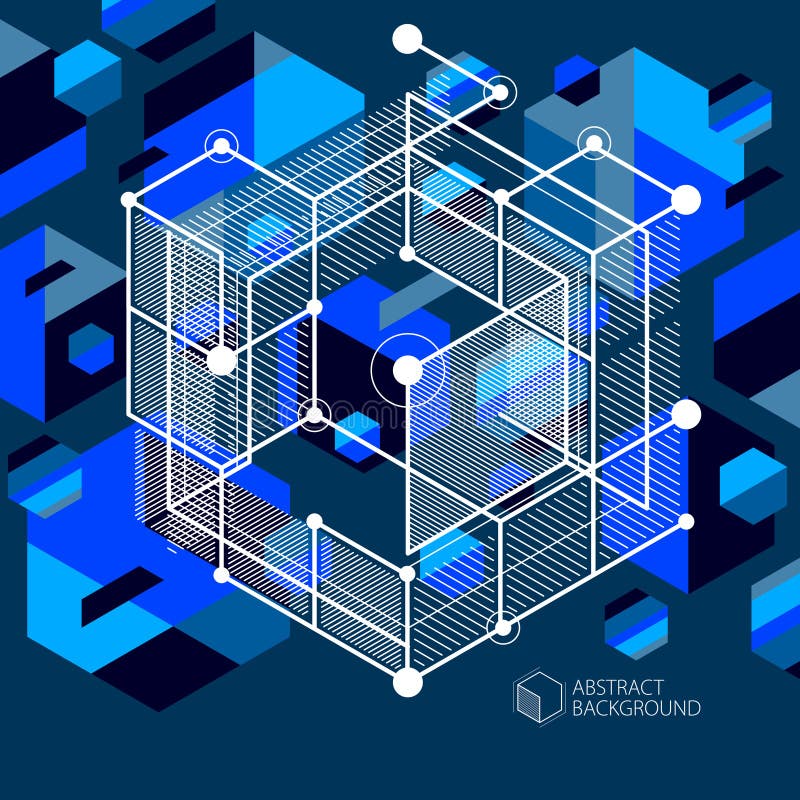 Modern Isometric Vector Abstract Dark Blue Background with Geometric ...