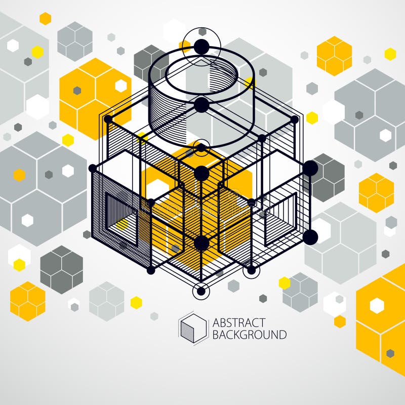 Modern Isometric Vector Abstract Yellow Background with Geometric ...