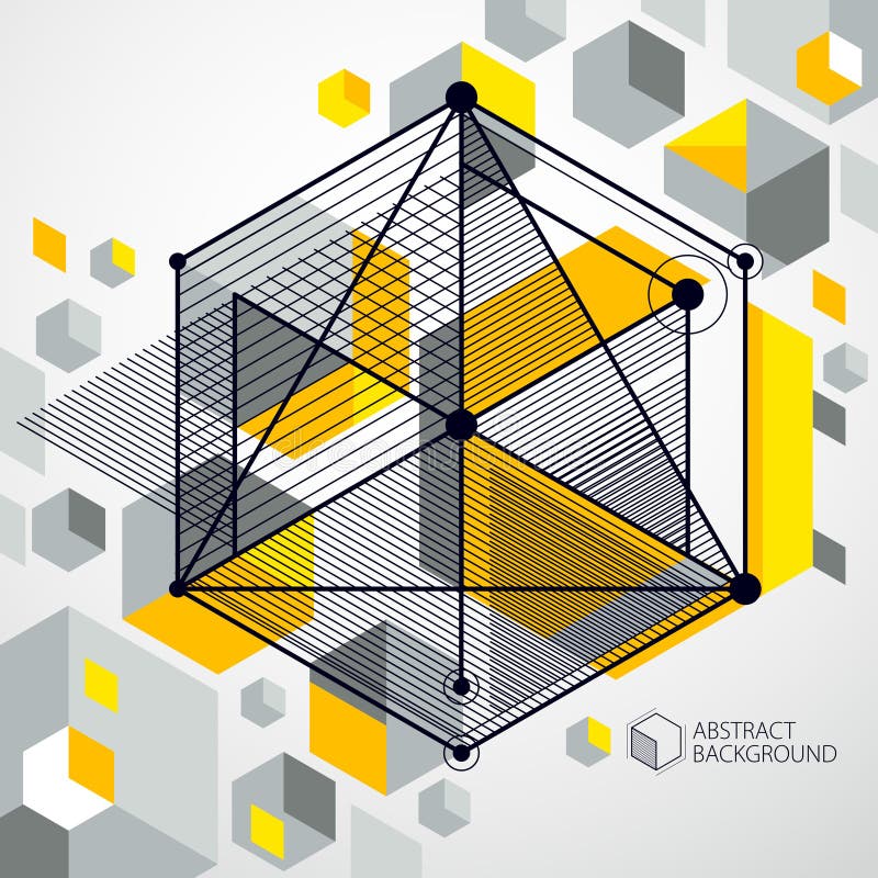Modern Isometric Vector Abstract Yellow Background with Geometric ...