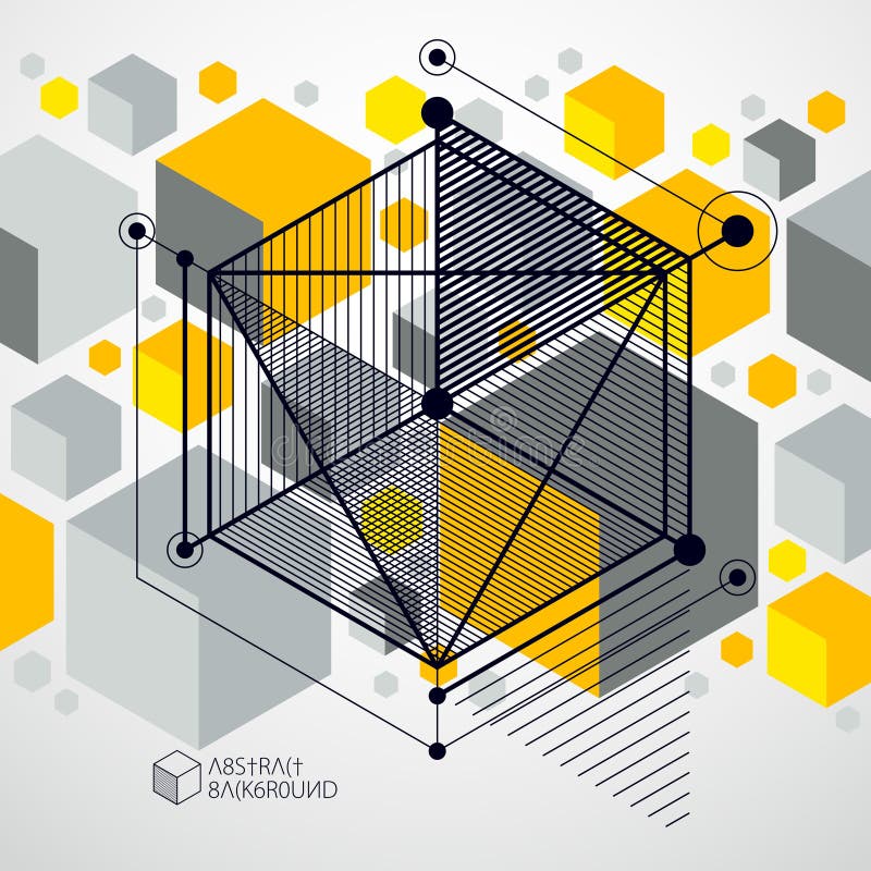 Modern Isometric Vector Abstract Yellow Background with Geometric ...