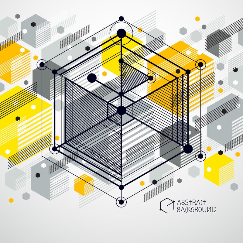 Modern Isometric Vector Abstract Yellow Background with Geometric ...