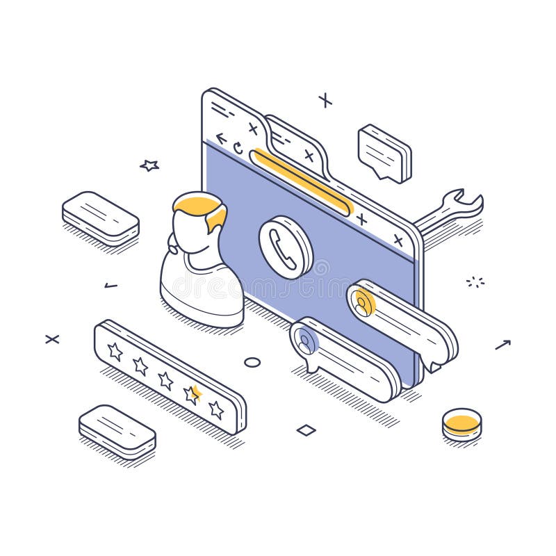 Modern Isometric Vector Illustration Depicting Customer Support and ...