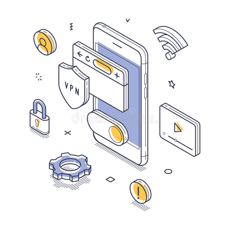 Modern Isometric Vector Illustration Showcasing Digital Security and ...