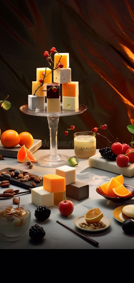 Modern Italian Sweets with Fruit Decoration Stock Illustration ...