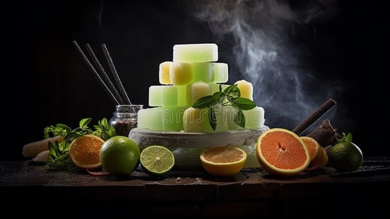 Modern Italian Sweets with Fruit Decoration Stock Illustration ...