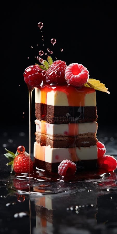 Modern Italian Sweets with Fruit Decoration Stock Illustration ...