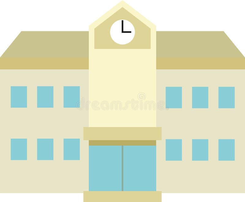 Modern Japanese Public School Building with School Gate Stock Vector ...