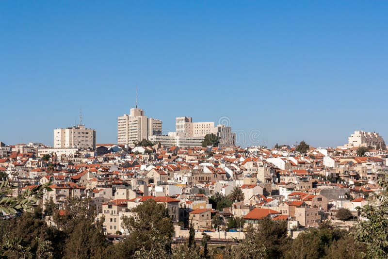 Modern Jerusalem Cityscape - the Holy Land Stock Photo - Image of ...