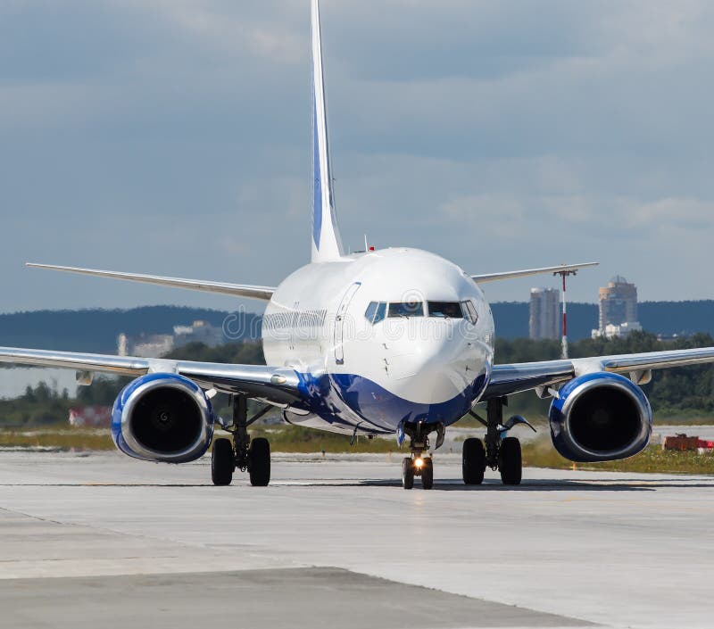 Modern Aircraft on the Runway Stock Image - Image of airliner, business ...