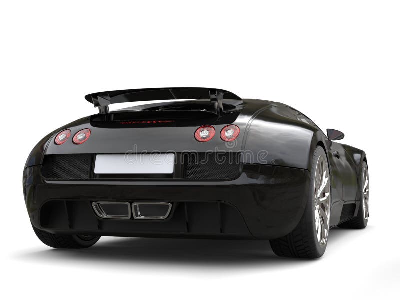 Modern Jet Black Concept Super Car - Back View Stock Illustration ...