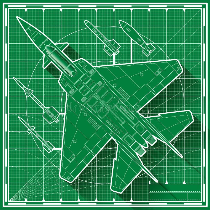 Modern Jet Fighter Blueprint Stock Vector - Illustration of warfare ...