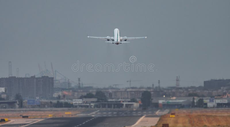 Modern Jet Plane Taking Off Stock Image - Image of modern, skyline ...