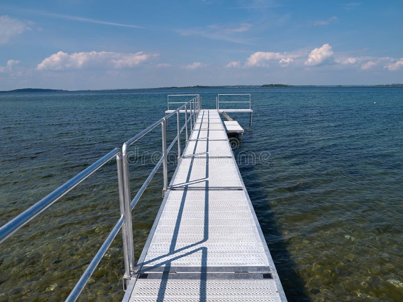Modern Jetty Pier Made of Metal Stock Photo - Image of calm ...