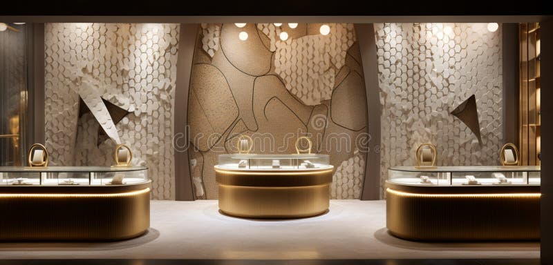 A Modern Jewelry Store with a 3D Gemstone Wall Pattern in Sparkling ...