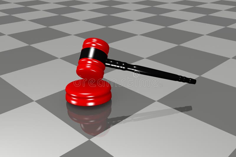 Modern Judge Gavel with Reflection in the Ground Stock Illustration ...