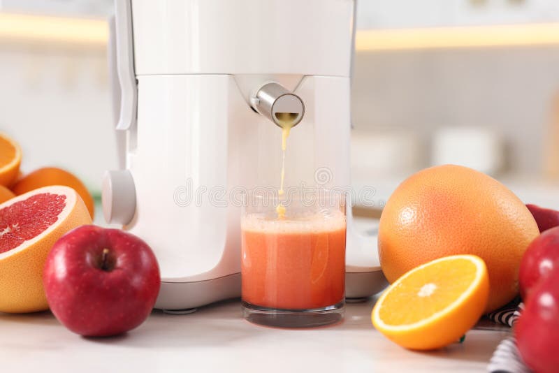 Modern Juicer Fruits White Marble Table Stock Photos - Free & Royalty ...