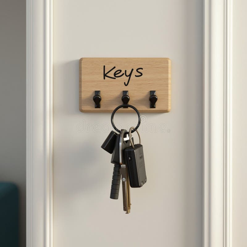 Modern Key Holder with Keys Text Label on Wall Stock Illustration ...