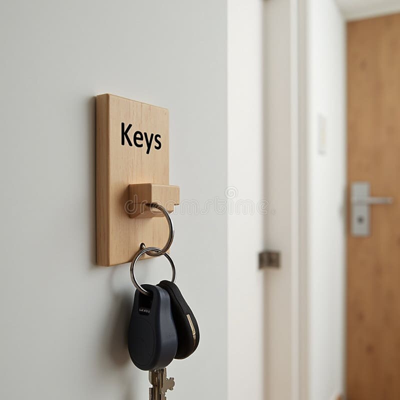 Modern Key Holder with Keys Text Label on Wall Stock Illustration ...
