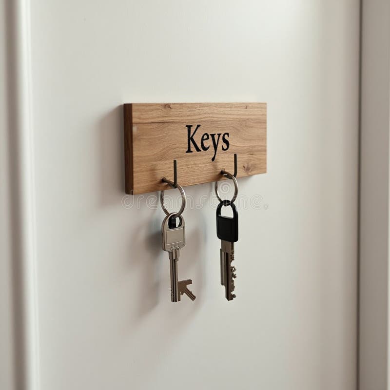 Modern Key Holder with Keys Text Label on Wall Stock Illustration ...